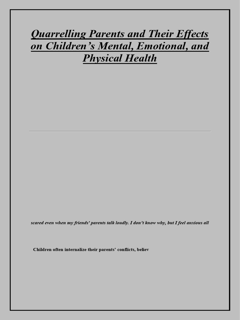 Effects of Parental Quarrels on Children | PDF | Intimate Relationships ...