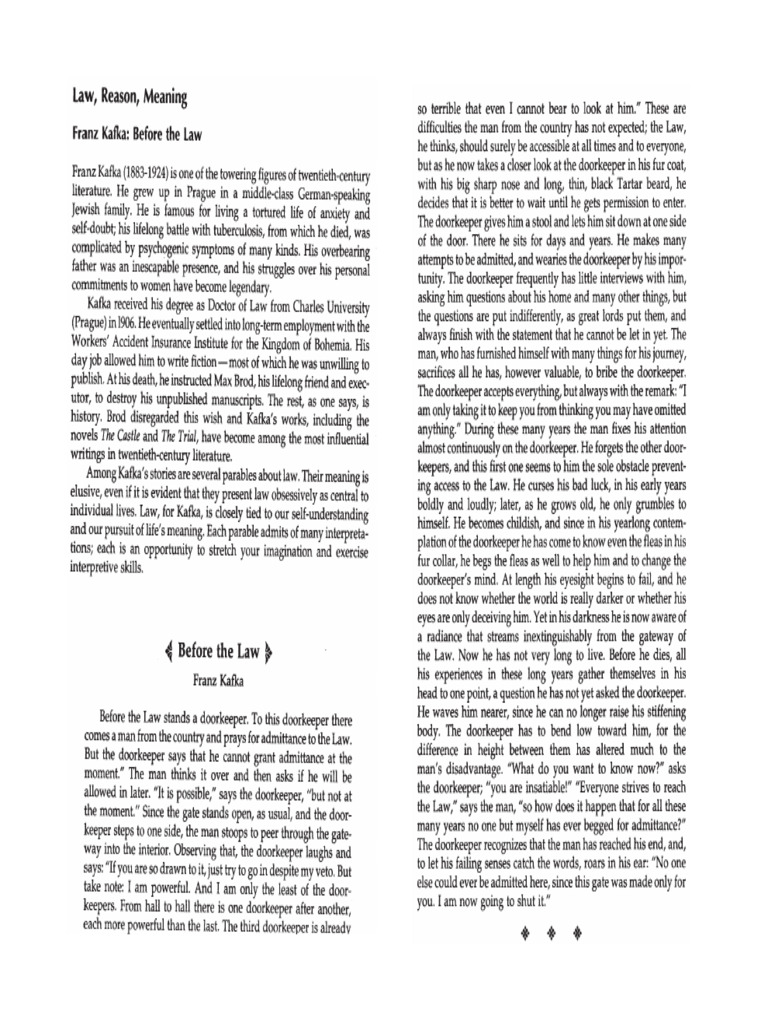 Kafka's Parables on Law and Meaning | PDF | The Trial