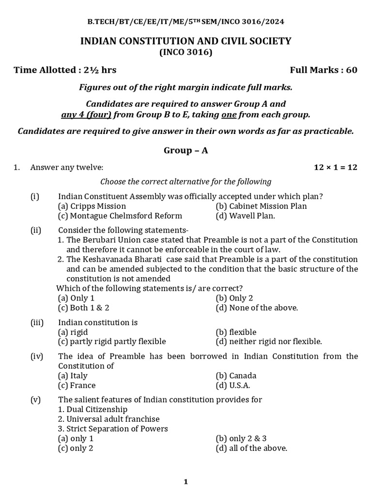 Indian Constitution and Civil Society 2024 | PDF | Jurisdiction ...