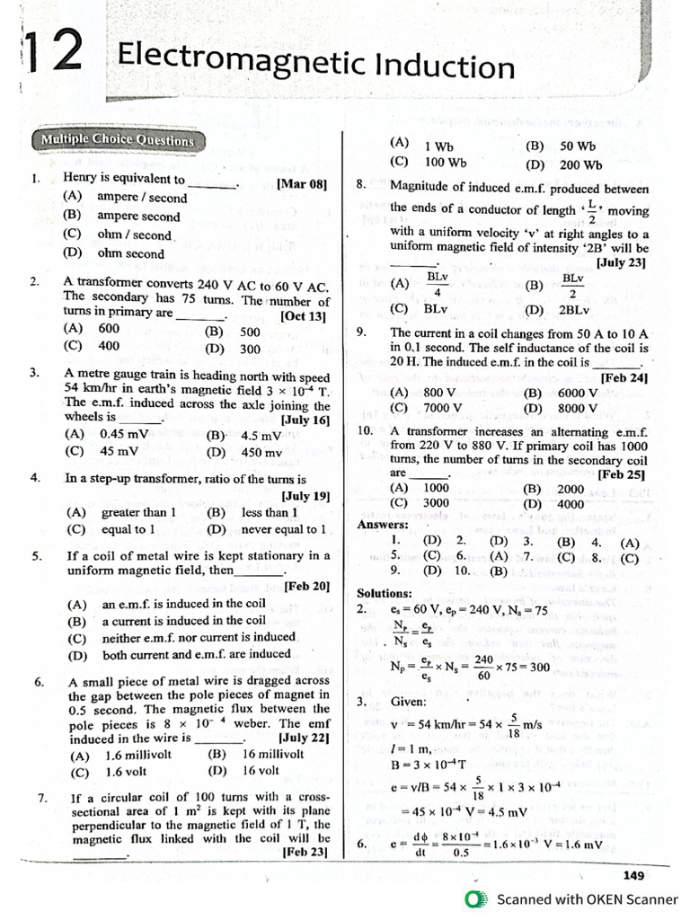 Electromagnetic Induction Pyqs | PDF