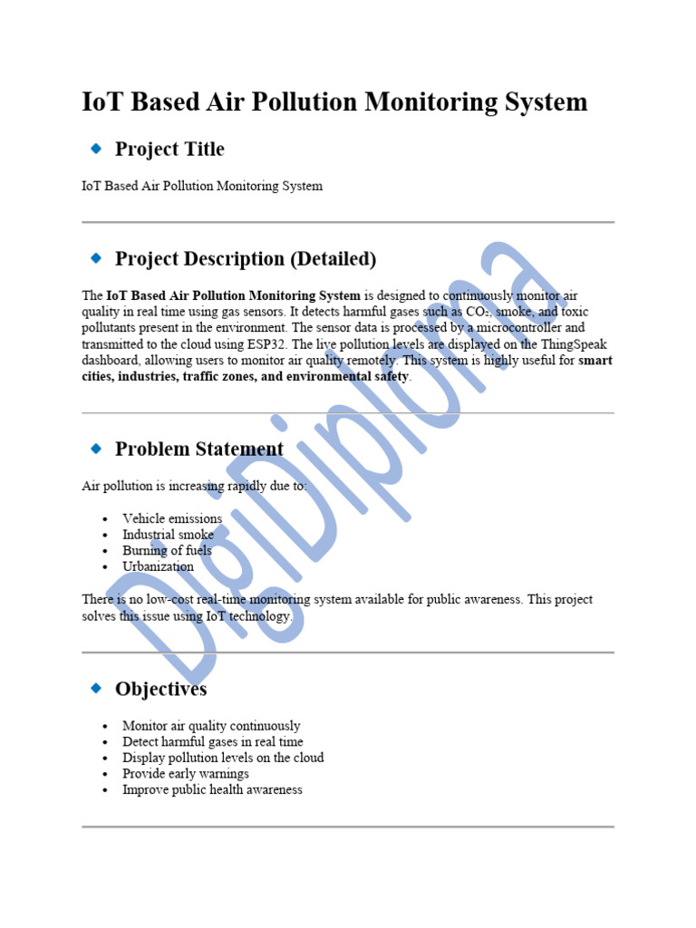 IoT Based Air Pollution Monitoring System (1) | PDF | Internet Of ...