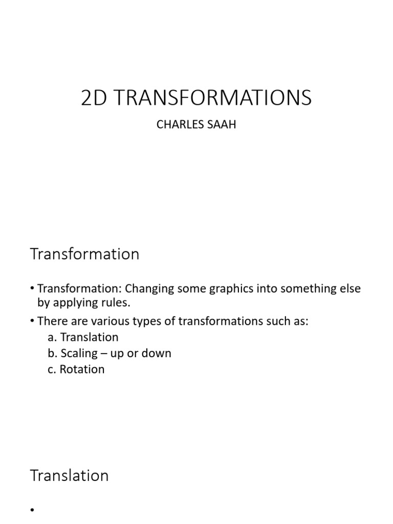 2d Transformation Graphic Design | PDF | Matrix (Mathematics) | Angle