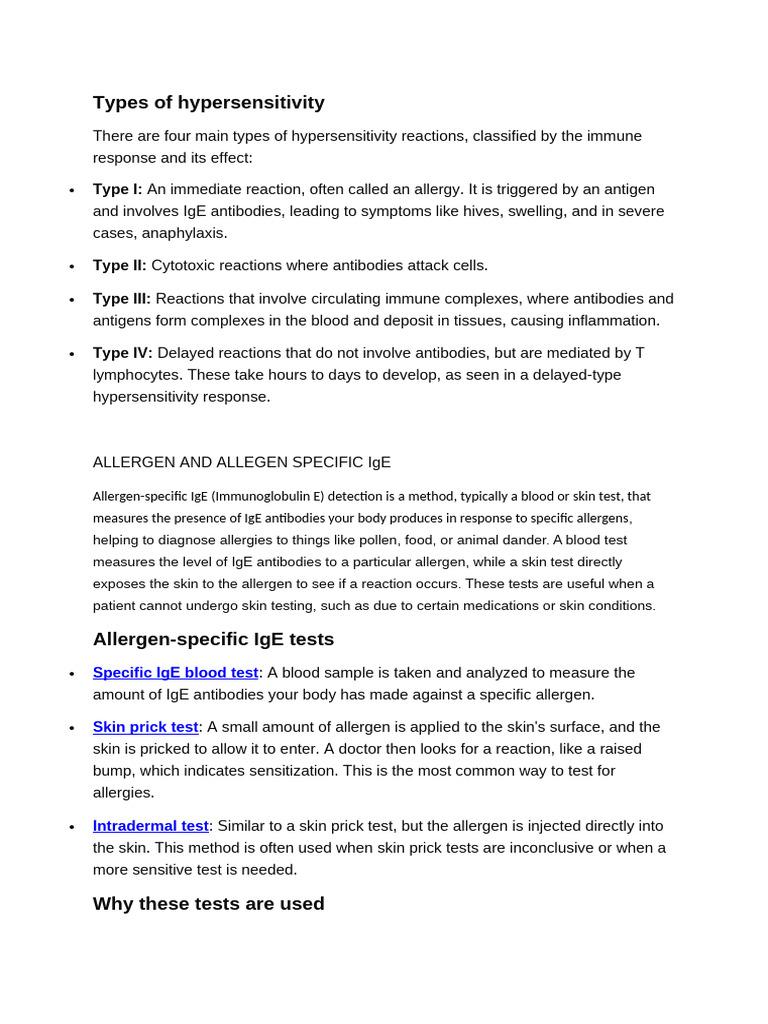 Understanding Hypersensitivity Types | PDF | Allergen | Allergy