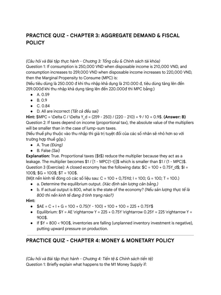 Practice Quizzes | PDF