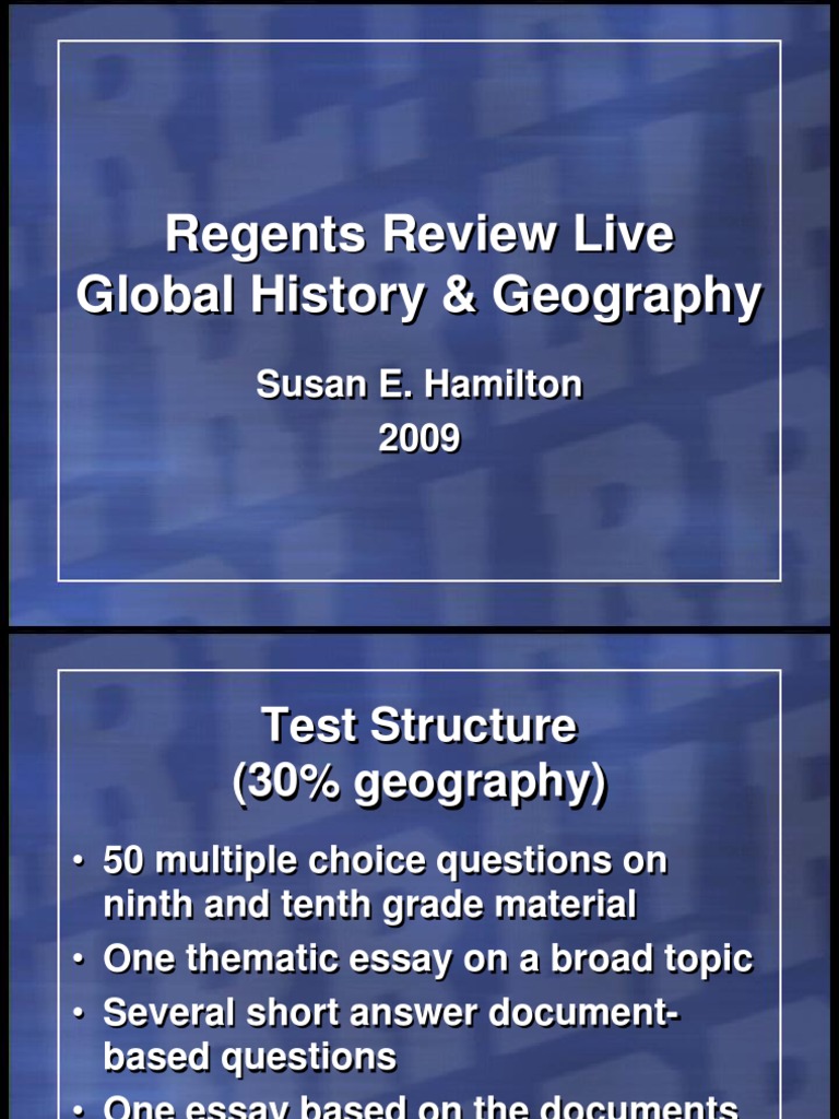 Regents Review Live Global History & Geography: Susan E. Hamilton 2009 ...
