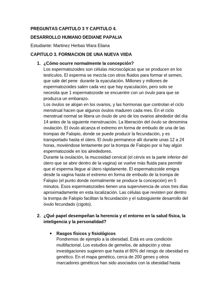 Preguntas Capitulo 3 y Capitulo 4 | PDF | Placenta | El embarazo