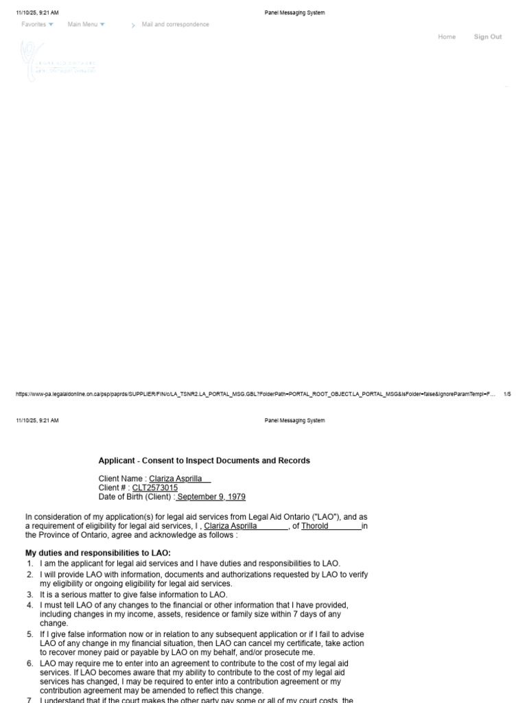 Consent Document - Clariza Asprilla | PDF | Legal Aid | Lawyer