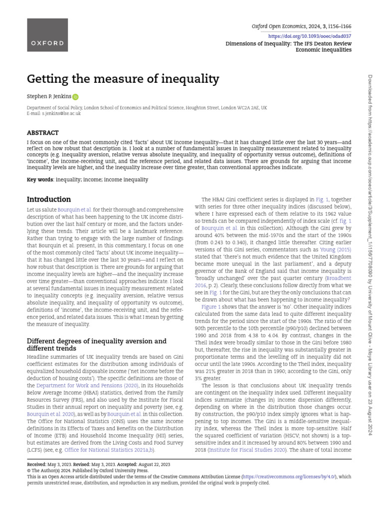 Measuring UK Income Inequality Trends | PDF | Cost Of Living | Gini ...