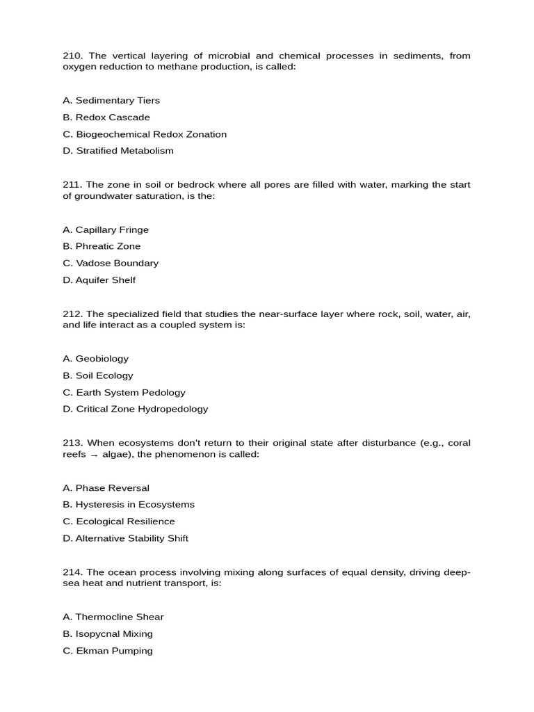 Environmental Science MCQ 1 CJ | PDF | Oceans | Ecology