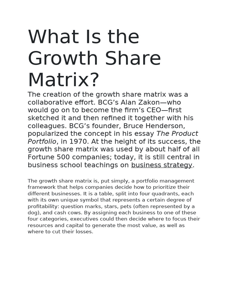 BCG What is the Growth Share Matrix | PDF | Business | Economies