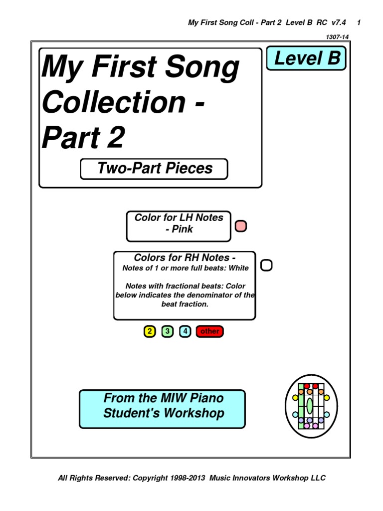 RC - My First Song Coll - Part 2 - LVL B - 2-Part RC v7.4 1307-14 | PDF ...
