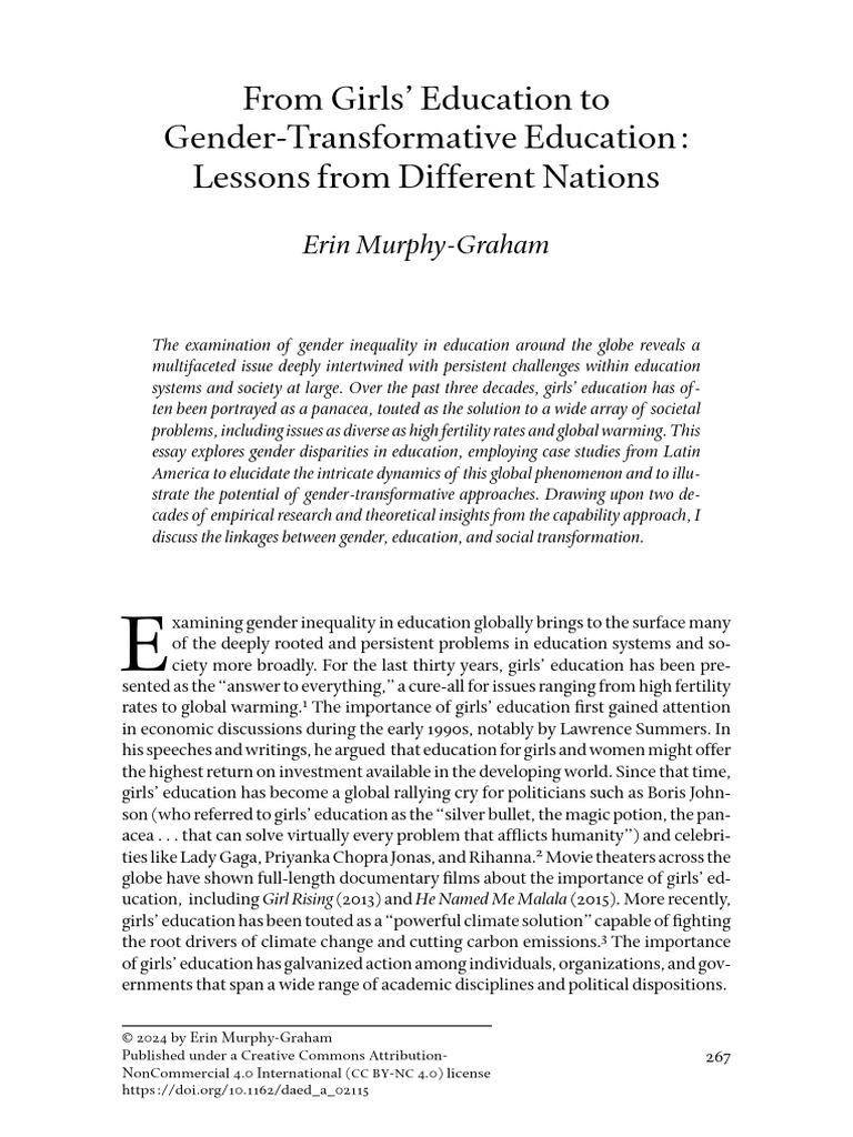 Gender-Transformative Education Insights | PDF | Adolescence | Gender ...