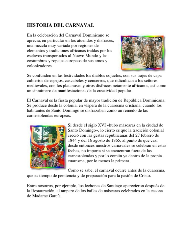 Historia del Carnaval Dominicano | PDF