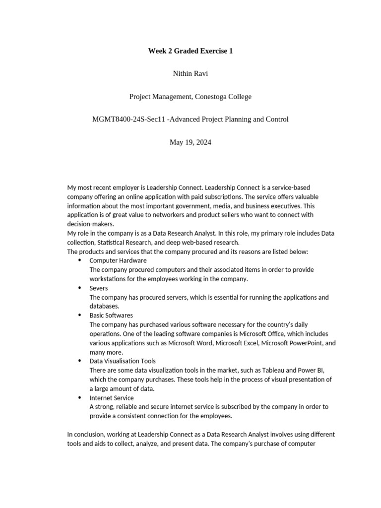 Week 2 Graded Exercise 1 | PDF