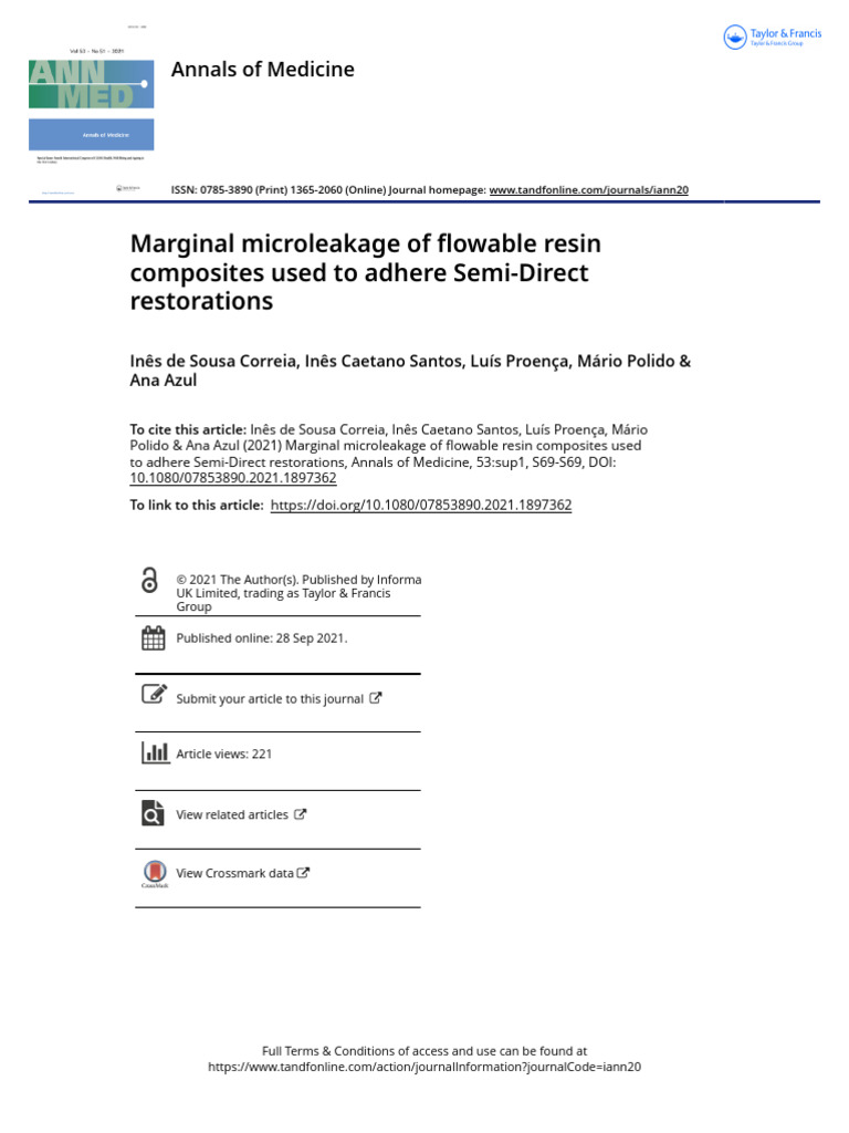 Marginal Microleakage of Flowable Resin Composites Used to Adhere Semi ...