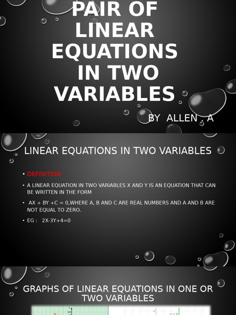 Pair of Linear Equations Completed | PDF | Equations | System Of Linear ...