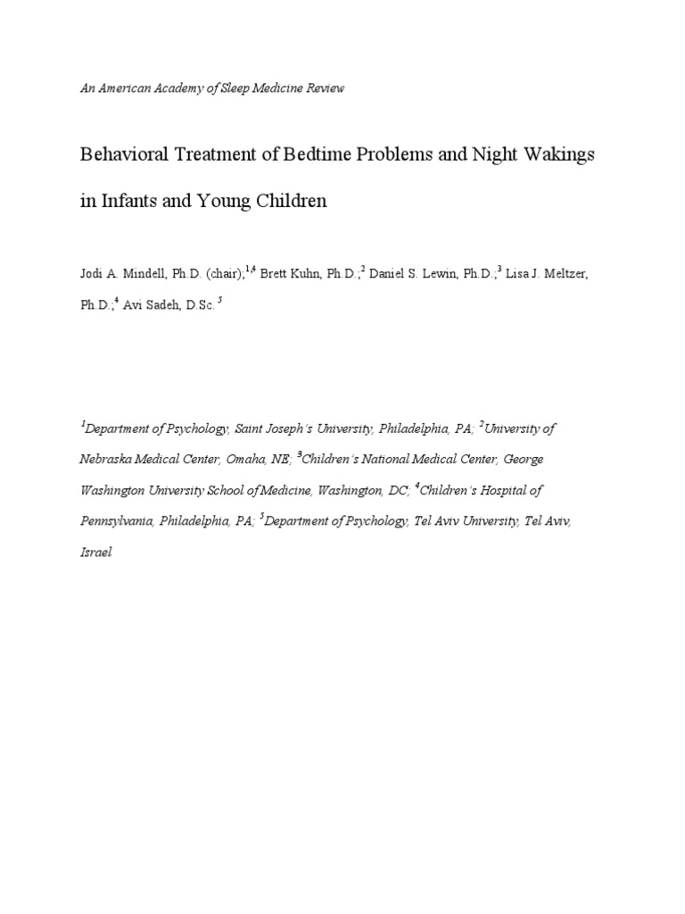 Behavioral Tx Bedtime Probs Pdf Sleep Randomized Controlled Trial
