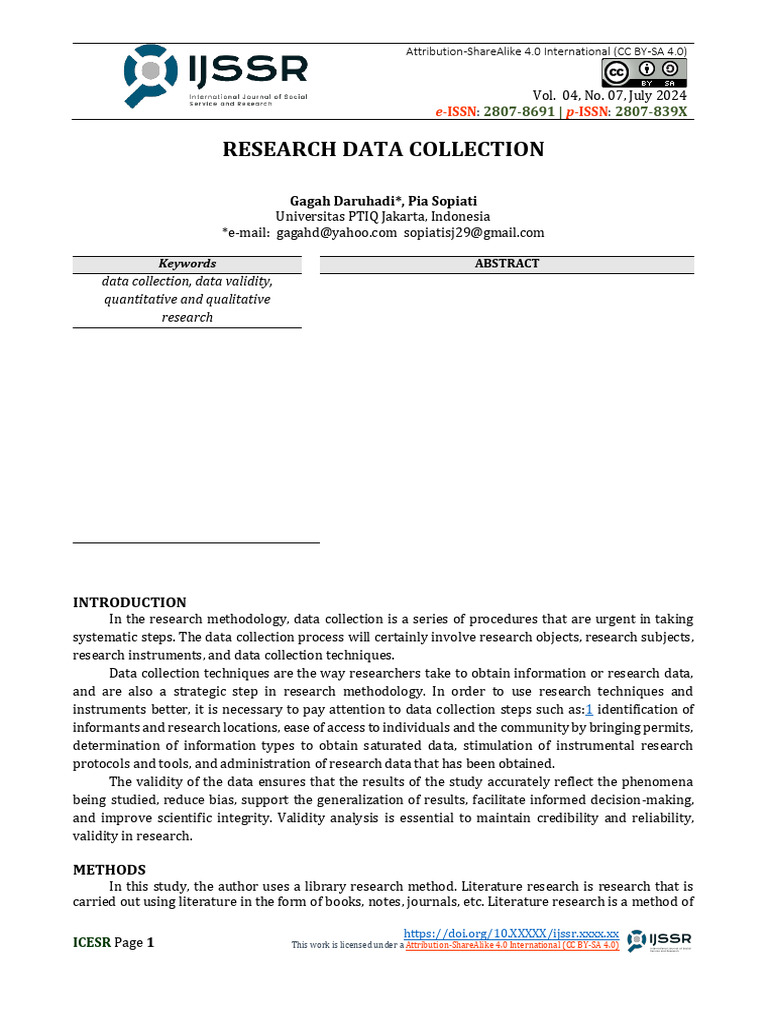 Research Data Collection | PDF | Validity (Statistics) | Qualitative ...