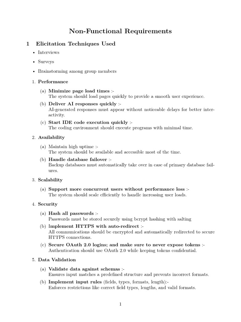 Non Functional Requirements | PDF | Password | Computing
