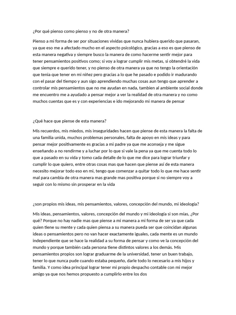 Por Qué Pienso Como Pienso y Otra Manera | PDF | Pensamiento | Mente