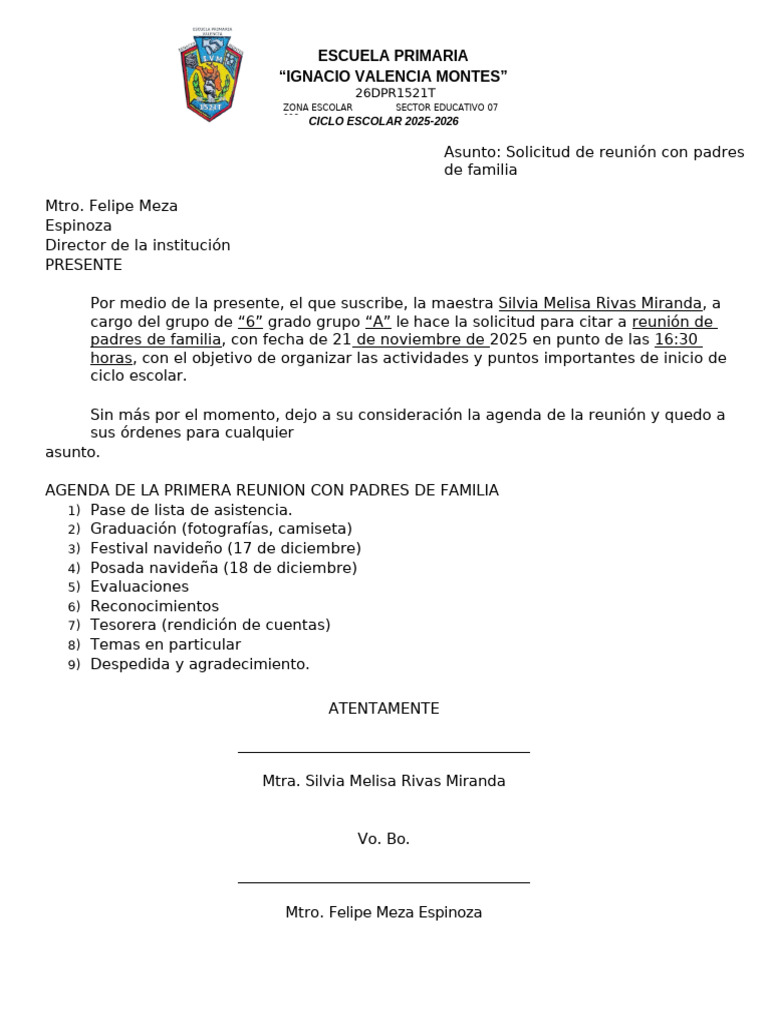 Formato Primera Reunión de Padres de Familia.docx | PDF