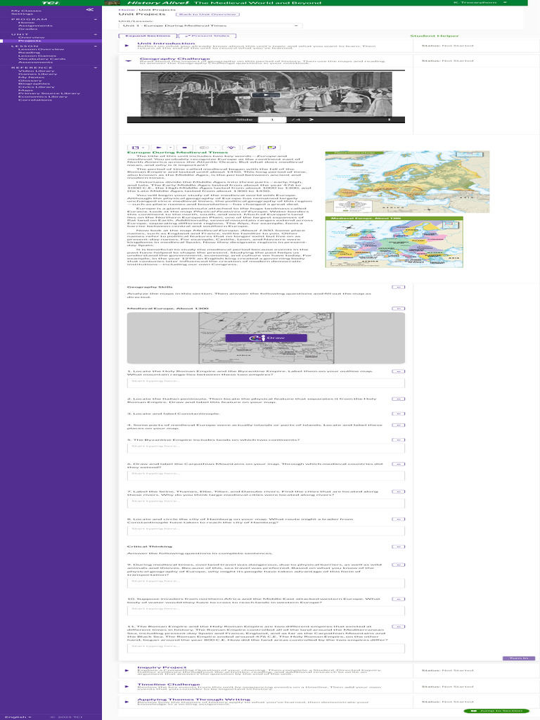 History Alive! the Medieval World and Beyond - Unit Projects - TeachTCI ...