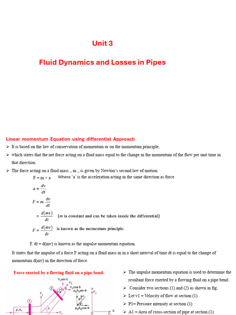 Fluid Dynamics: Forces in Pipe Flow | PDF | Fluid Dynamics | Navier ...