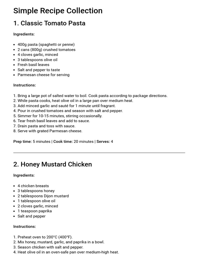 Recipe Collection | PDF