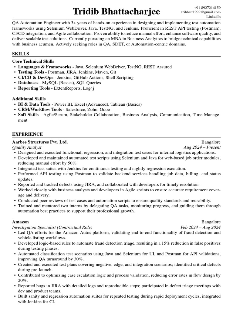 Tridib Bhattacharjee A | PDF | Software Testing | Selenium (Software)