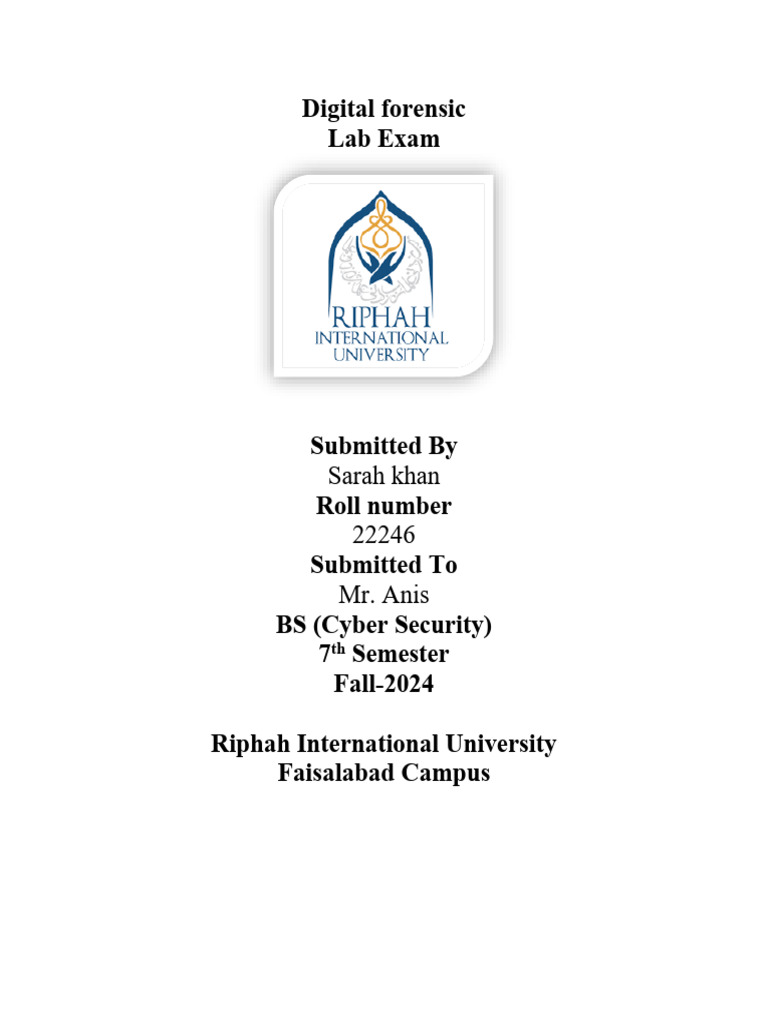 Digital Forensic Lab Exam | PDF | Metadata | File Format