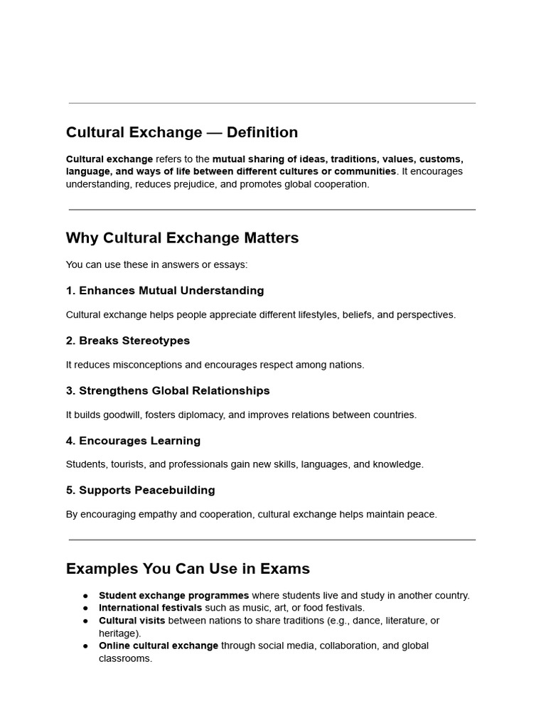Importance of Cultural Exchange | PDF