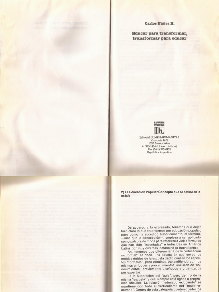 Nuñez, Carlos (1996) "La Educación Popular Concepto Que Se Define en La ...