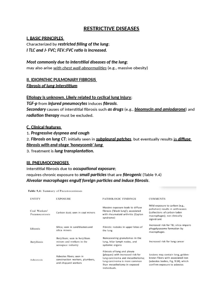 Overview of Restrictive Lung Diseases | PDF