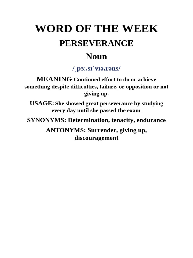 Understanding Perseverance: Definition & Usage | PDF