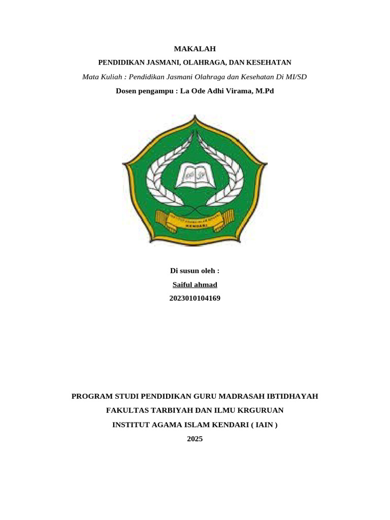 MAKALAH PENJAS SAIFUL AHMAD | PDF