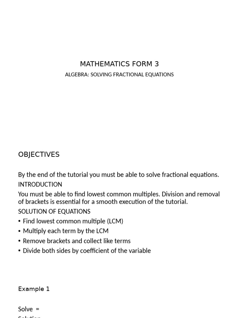 Algebra, Solving Linear Equation F3 | PDF