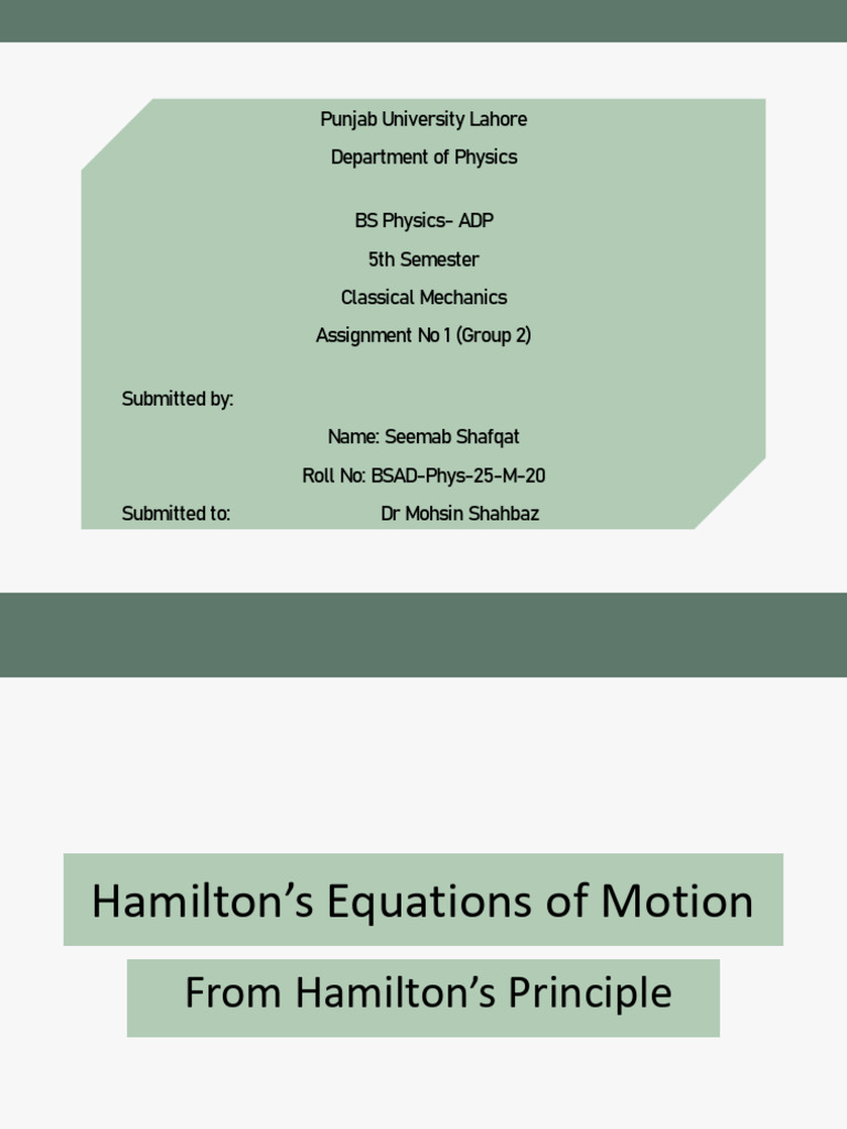 Hamilton's Equations of Motion Explained | PDF | Hamiltonian Mechanics ...