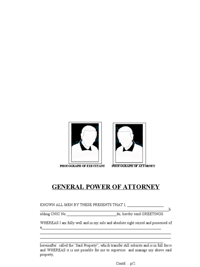 General Power of Attorney Sample Pakistan | PDF | Leasehold Estate | Lease