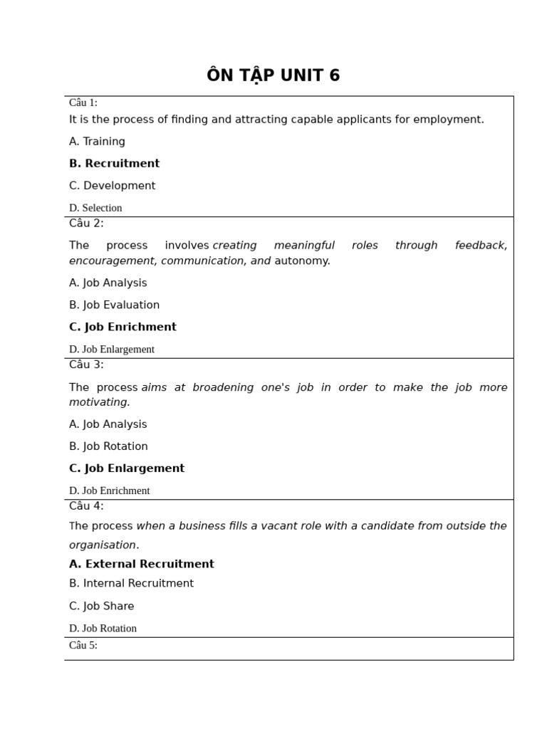 Recruitment and Job Evaluation Quiz | PDF | Recruitment | Occupational ...
