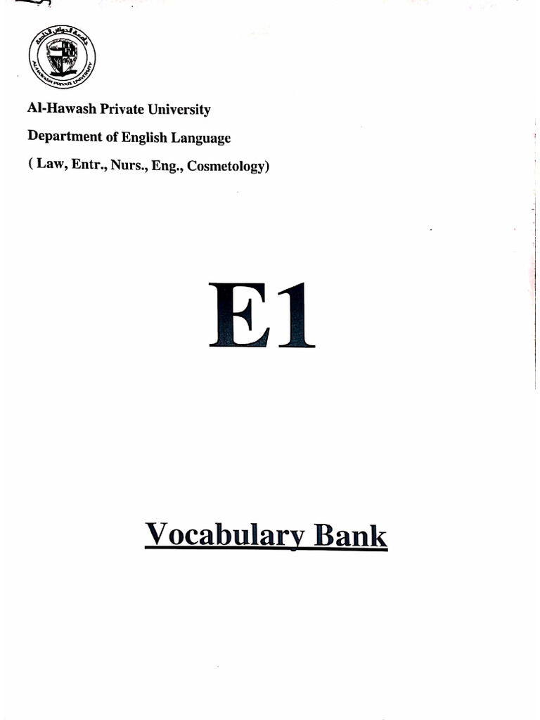 E1 - Vocabulary Bank | PDF