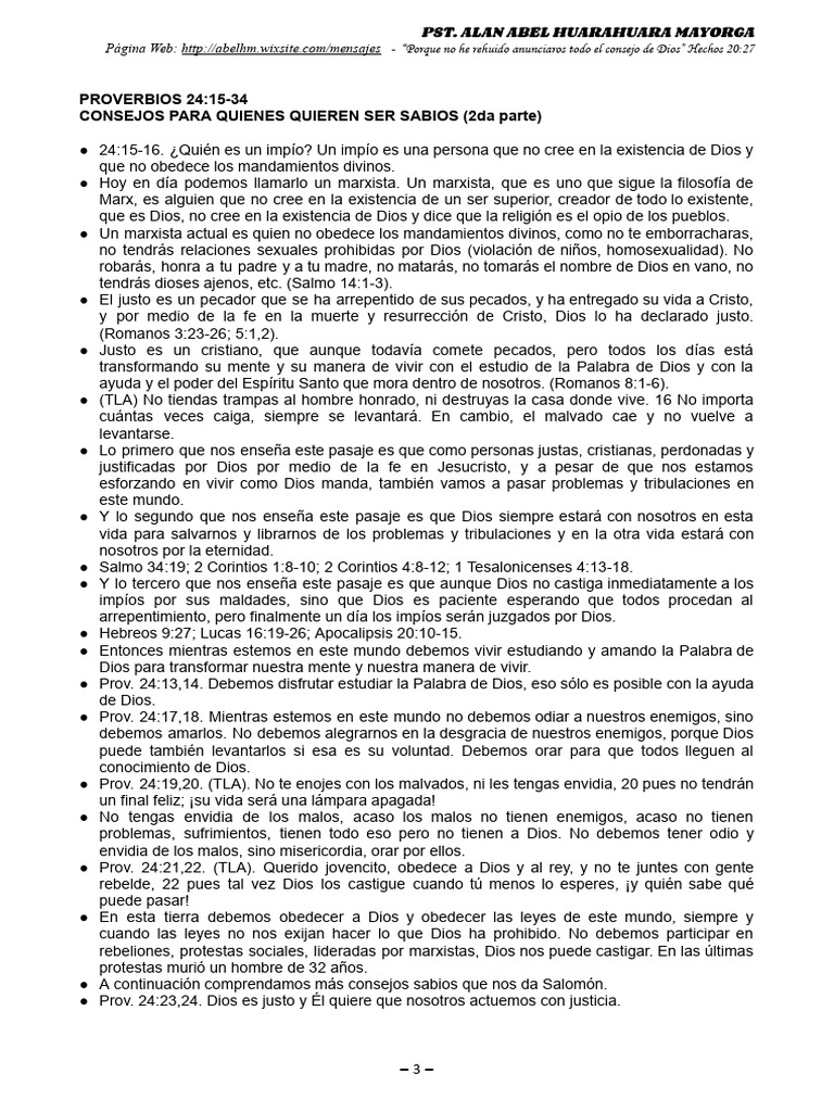 Consejos de Sabiduría en Proverbios 24 | PDF | Contenido bíblico ...