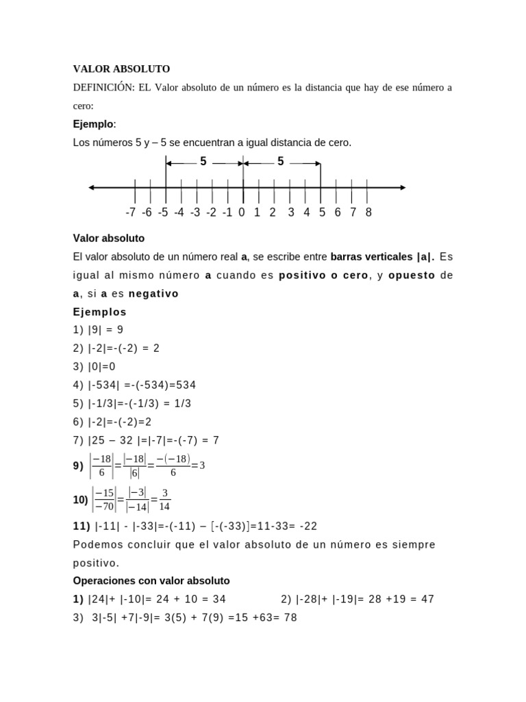 Definición y Propiedades del Valor Absoluto | PDF | Desigualdad ...