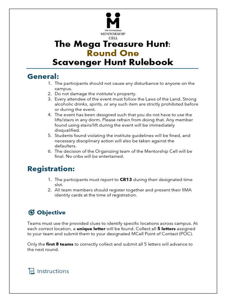 Scavenger Hunt Rule Book | PDF