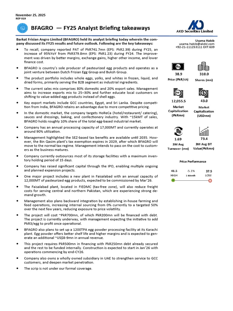 BFAGRO FY25 Analyst Briefing Insights | PDF | Investing | Securities ...