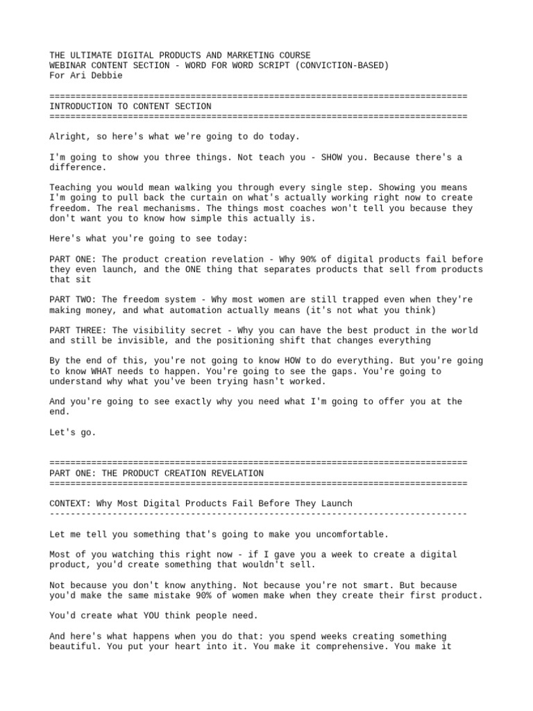 Webinar Script Conviction Based | PDF
