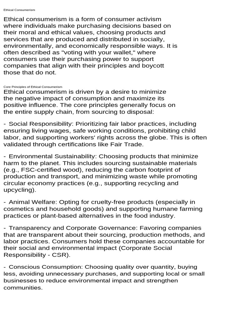 Ethical Consumerism | PDF