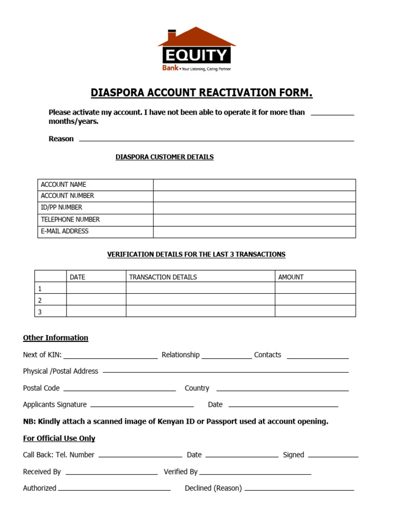 Dormant Account Reactivation Disaspora Banking | PDF
