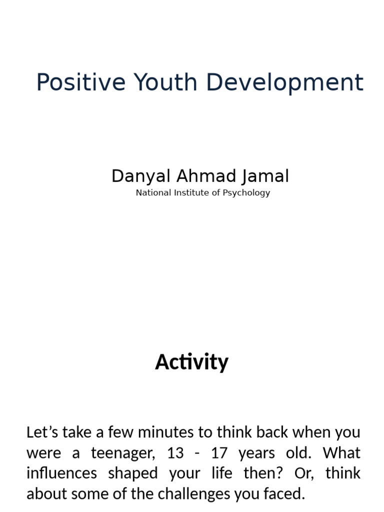 Positive Youth Development Framework | PDF | Psychology | Behavioural ...