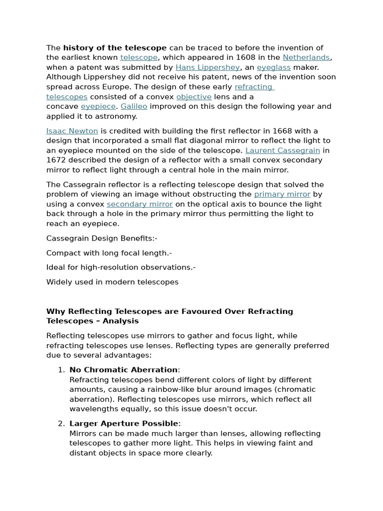 Physics Holiday Homework | PDF | Telescope | Optical Devices