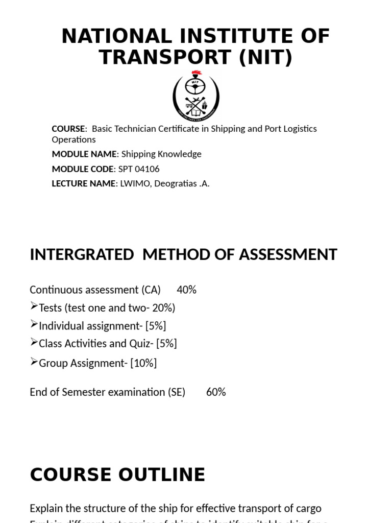 Shipping Knowledge Course Overview | PDF | Ships | Tonnage